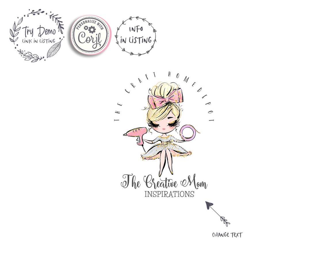Craft Girl Logo Crafty Logo Craft Shop Logo Craft Lady | Etsy