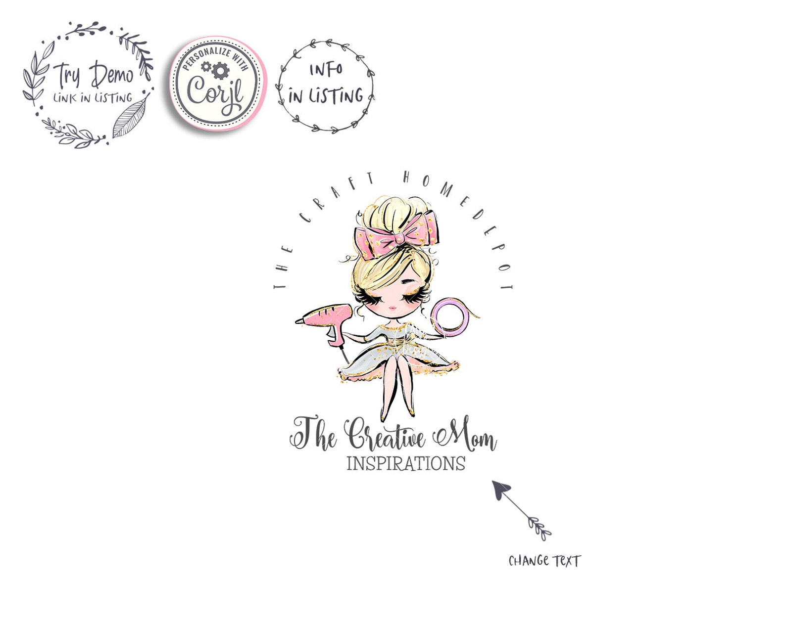 Craft Girl Logo Crafty Logo Craft Shop Logo Craft Lady | Etsy