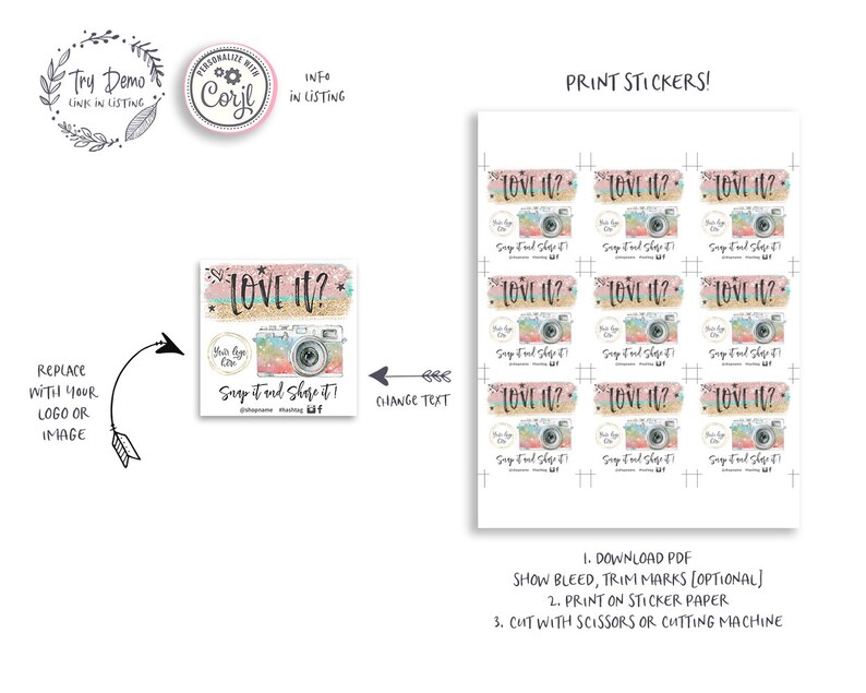Snap Share Review Insert Card Template Social Sharing | Etsy