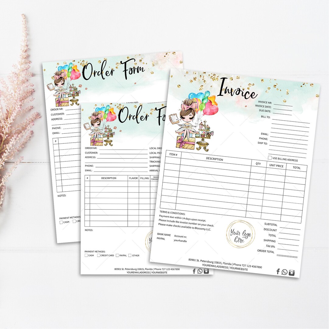 Party Planner Invoice Form, Printable Order, Birthday Events, Planner ...
