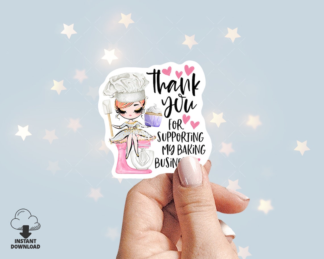 Bakery Thank You Sticker Cake Baking Stickers Pastry Shop - Etsy