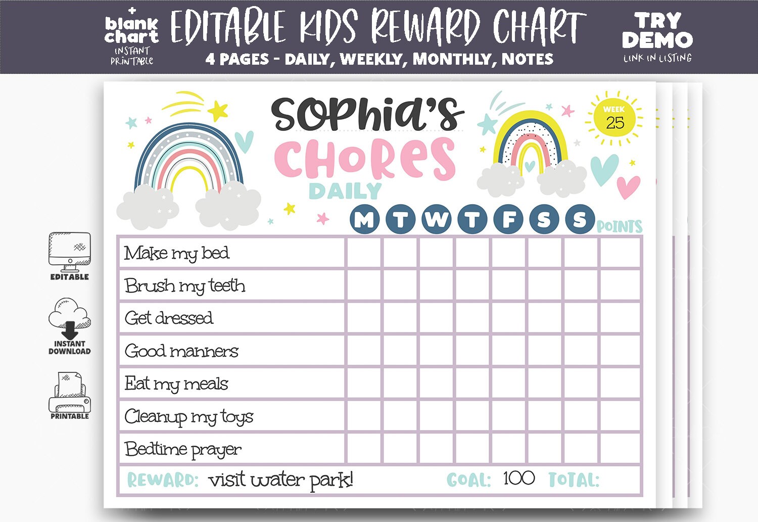 Monthly Reward Chart Template