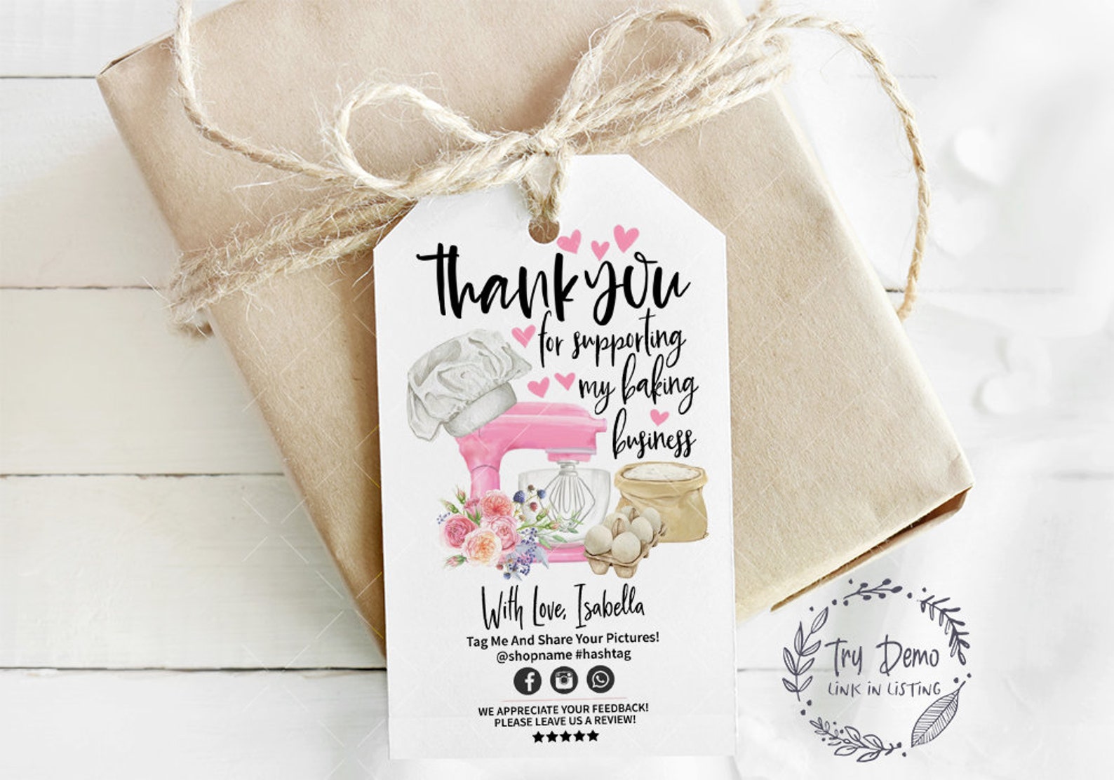 Baking Thank You Tag Bakery Thank You Tag Modern Thank You | Etsy
