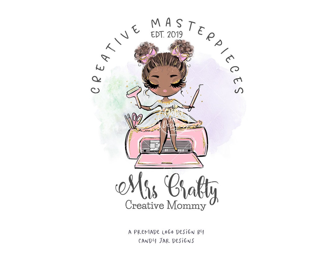 Craft Girl Logo, Crafty Girl Logo, Craft Shop Logo, Editable Craft Lady ...