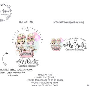 Handcrafter Logo, Craft Twin Girls Logo, Crafter Sisters, Craft Besties ...