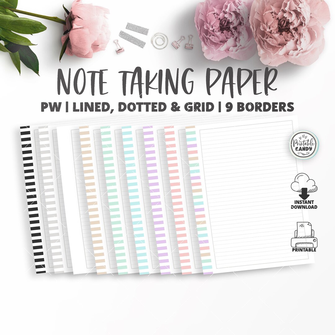 Note Taking Paper, Lined Dotted Grid, Personal Wide, PPC03 - Etsy