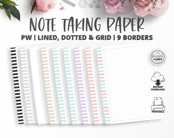 Personal Wide Ring Printable Note Pages Dotted Grid Lined - Etsy