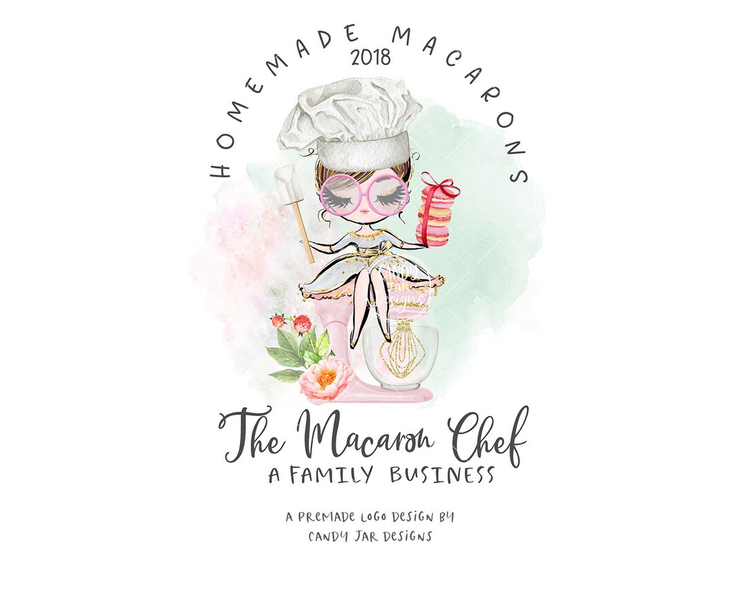 Macaron Baker Logo, Sweet Treats Logo, Editable Candy Maker Logo ...