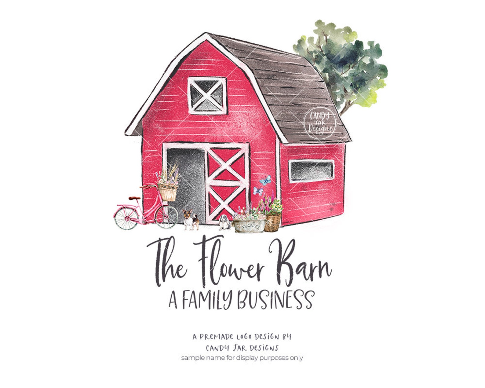 Farm Barn Logo Family Farm logo Flower Barn Logo Red Barn | Etsy