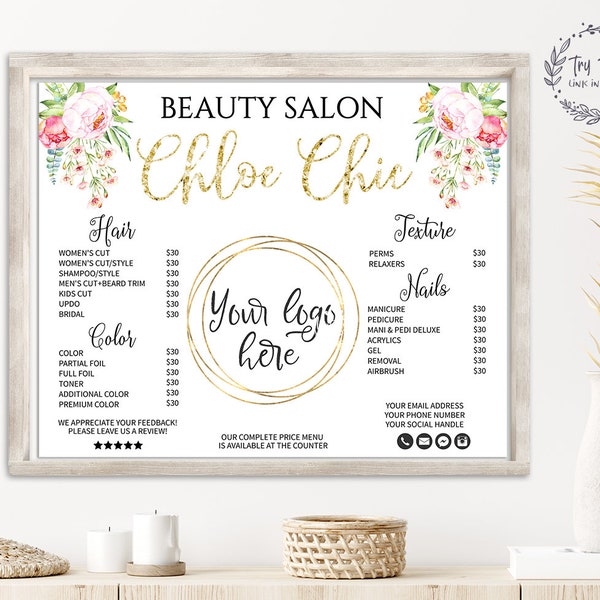 Salon Price Sign - Etsy