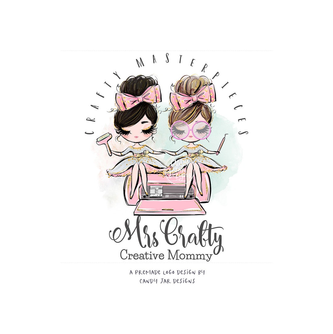 Handcrafter Logo, Craft Twin Girls Logo, Crafter Sisters, Editable ...