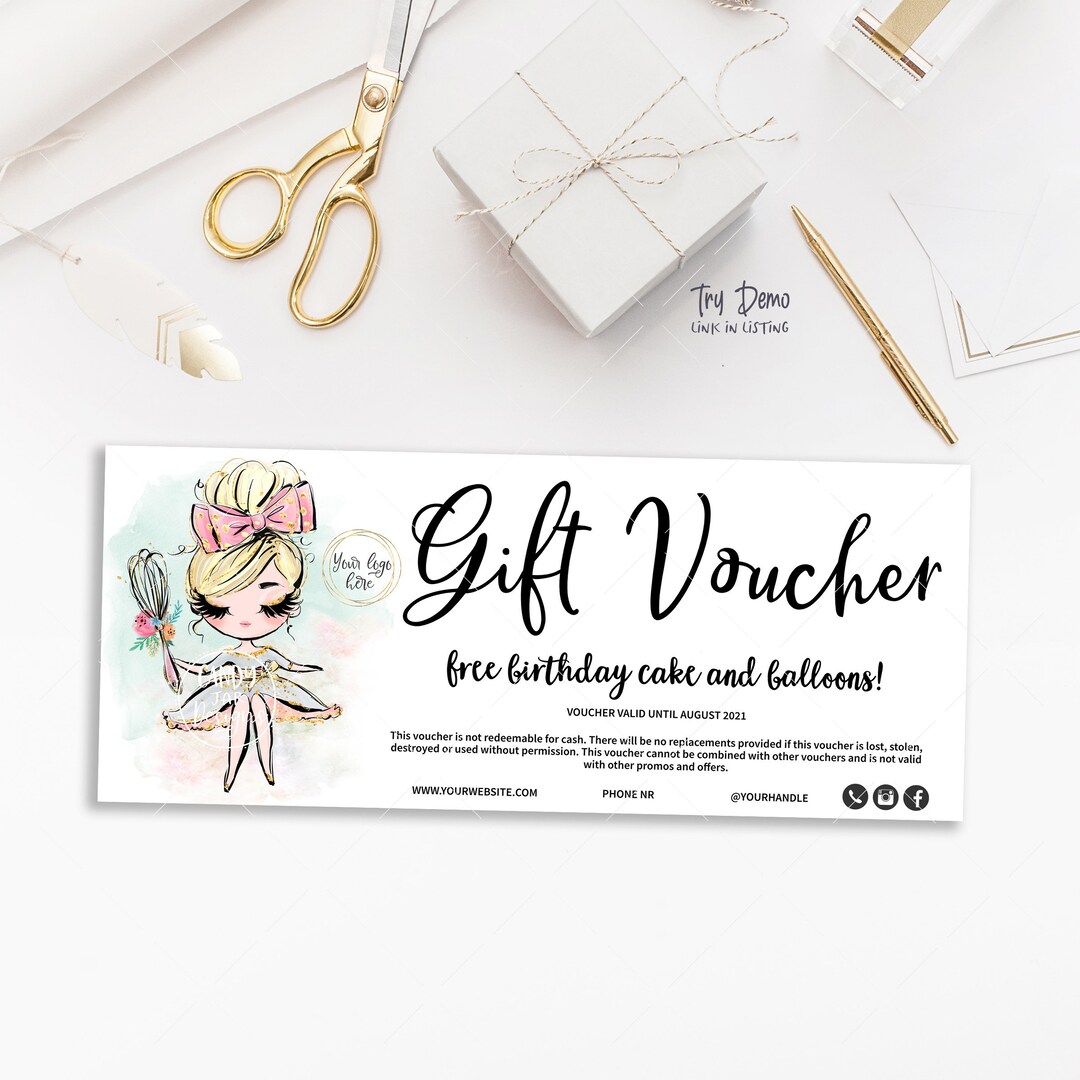 Bakery Gift Voucher, Bakery Coupon, Baking Gift Card, Pastry Shop Card ...