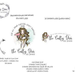 Craft Girl Logo, Crafty Girl Logo, Craft Shop Logo, Editable Craft Lady ...