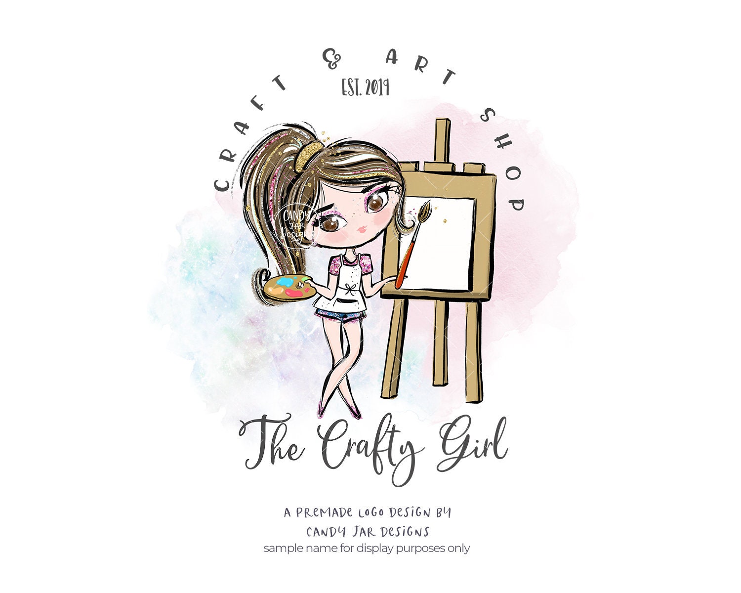 Crafty Girl Logo Artist Logo Crafter Logo Art Shop Logo - Etsy