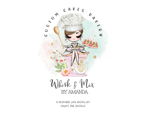 Bakery Logo Bakery Girl Logo Bundt Cake Catering Editable - Etsy India