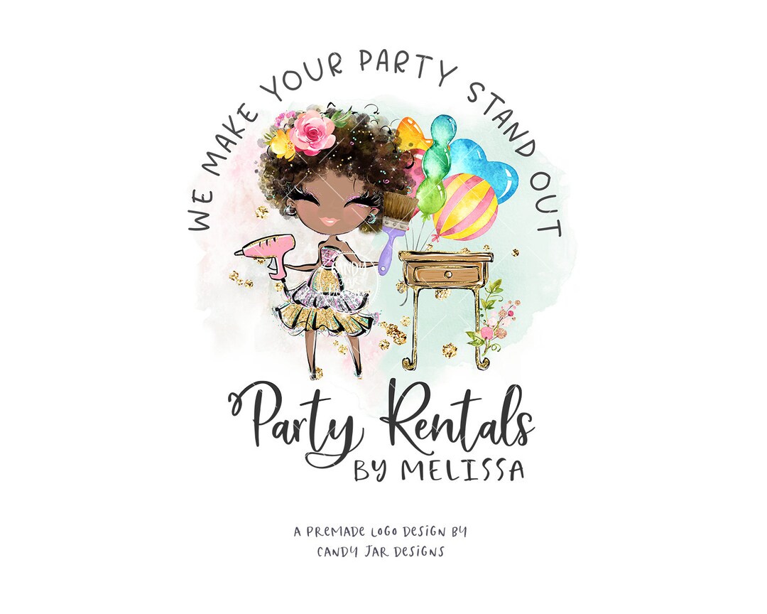 Party Rentals Logo, Craft Girl Logo, Crafter Logo, Party Logo, Crafty ...