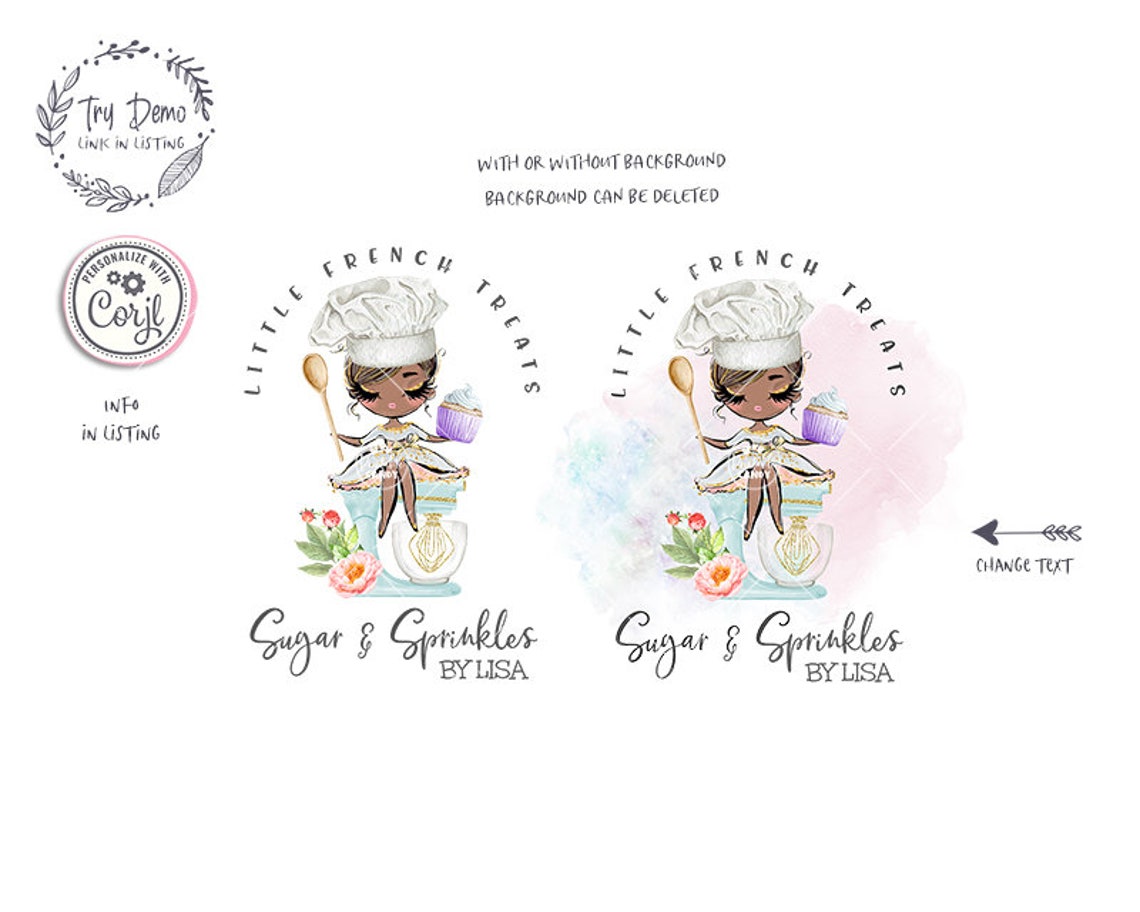 Cupcake Baking Logo Bakery Girl Logo Cake Catering Baking | Etsy