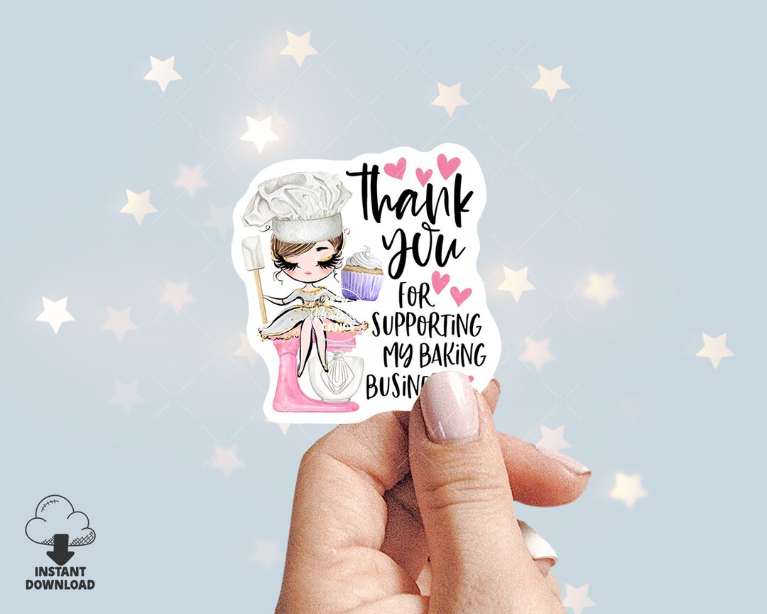 Bakery Thank You Sticker, Cake Shop Stickers, Pastry Shop Stickers ...