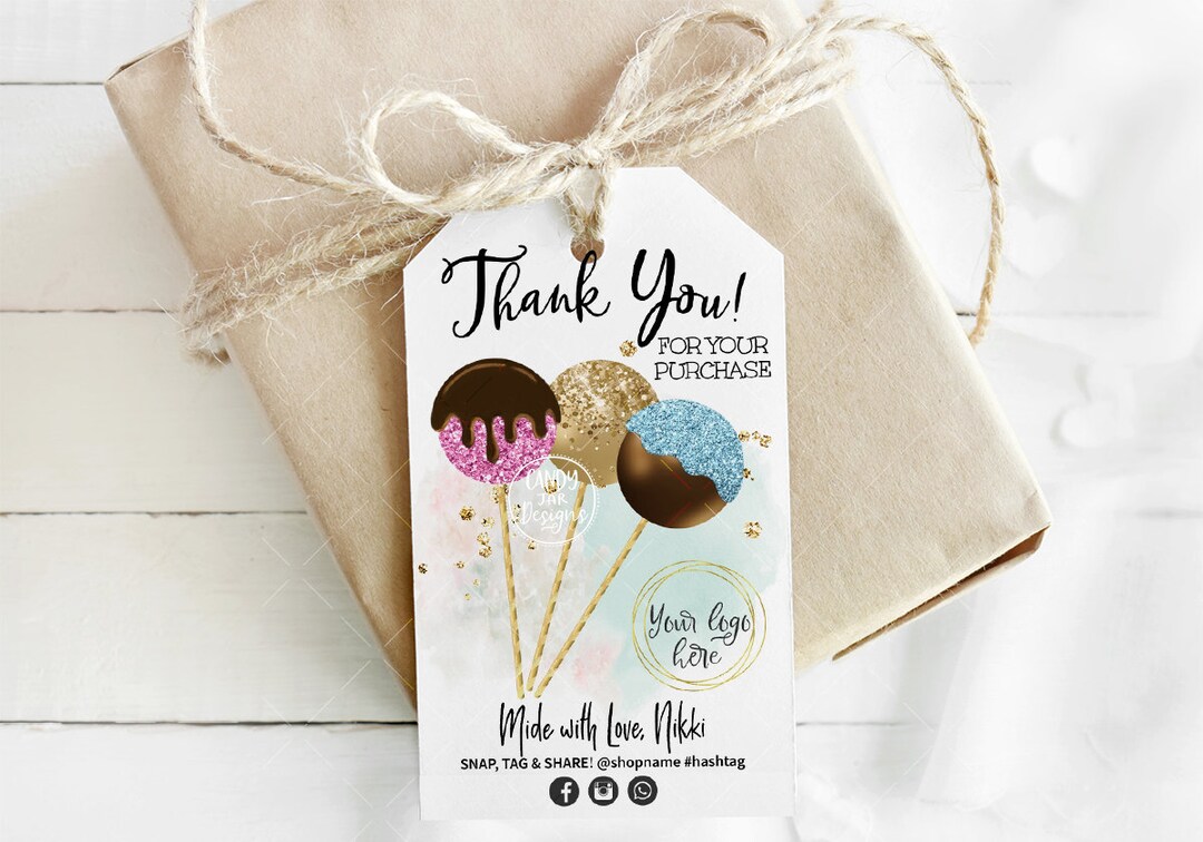DIY Cake Pops Hang Tag Sweets Bakery Thank You Tag Printable - Etsy