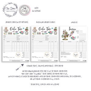 Editable Bakery Invoice, Baker Order Form, Baking Shop Branding, Bakery ...