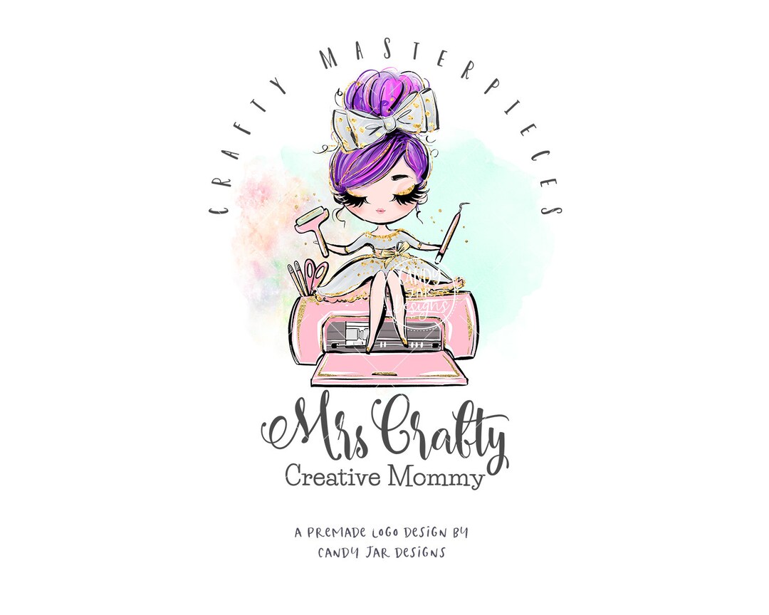 Craft Girl Logo, Crafty Girl Logo, Craft Shop Logo, Editable Craft Lady ...