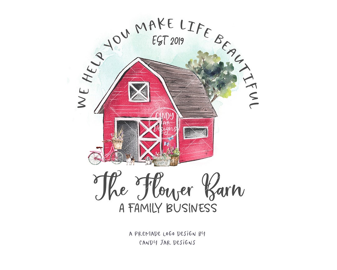 Farm Barn Logo, Family Farm Logo, Flower Barn Logo, Red Barn Logo ...