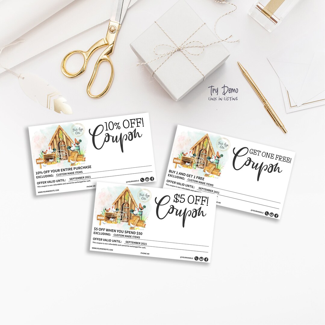 Chicken Farm Coupons, Family Farm Vouchers, Printable Hatchery Gift ...