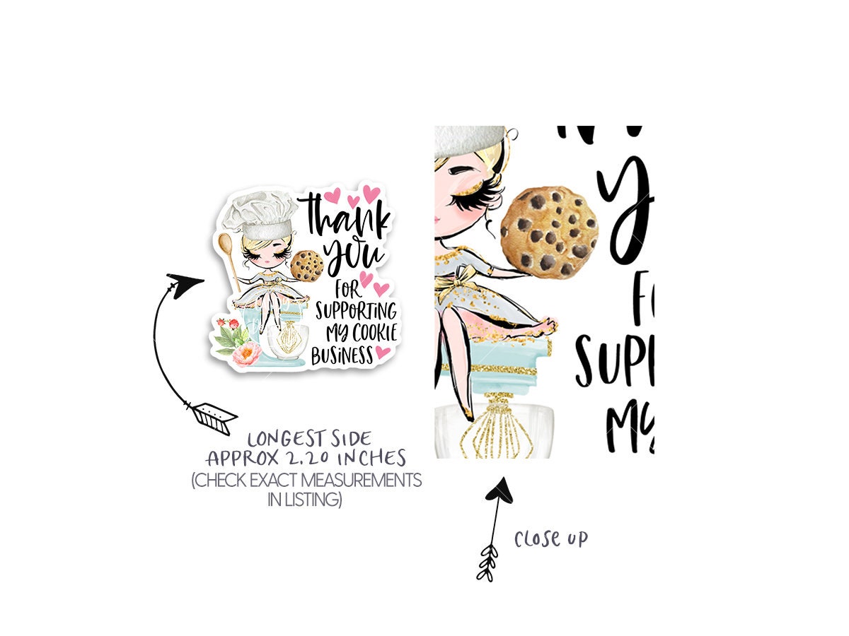 Cookie Baker Thank You Sticker Cookie Bakery Girl Sticker - Etsy UK