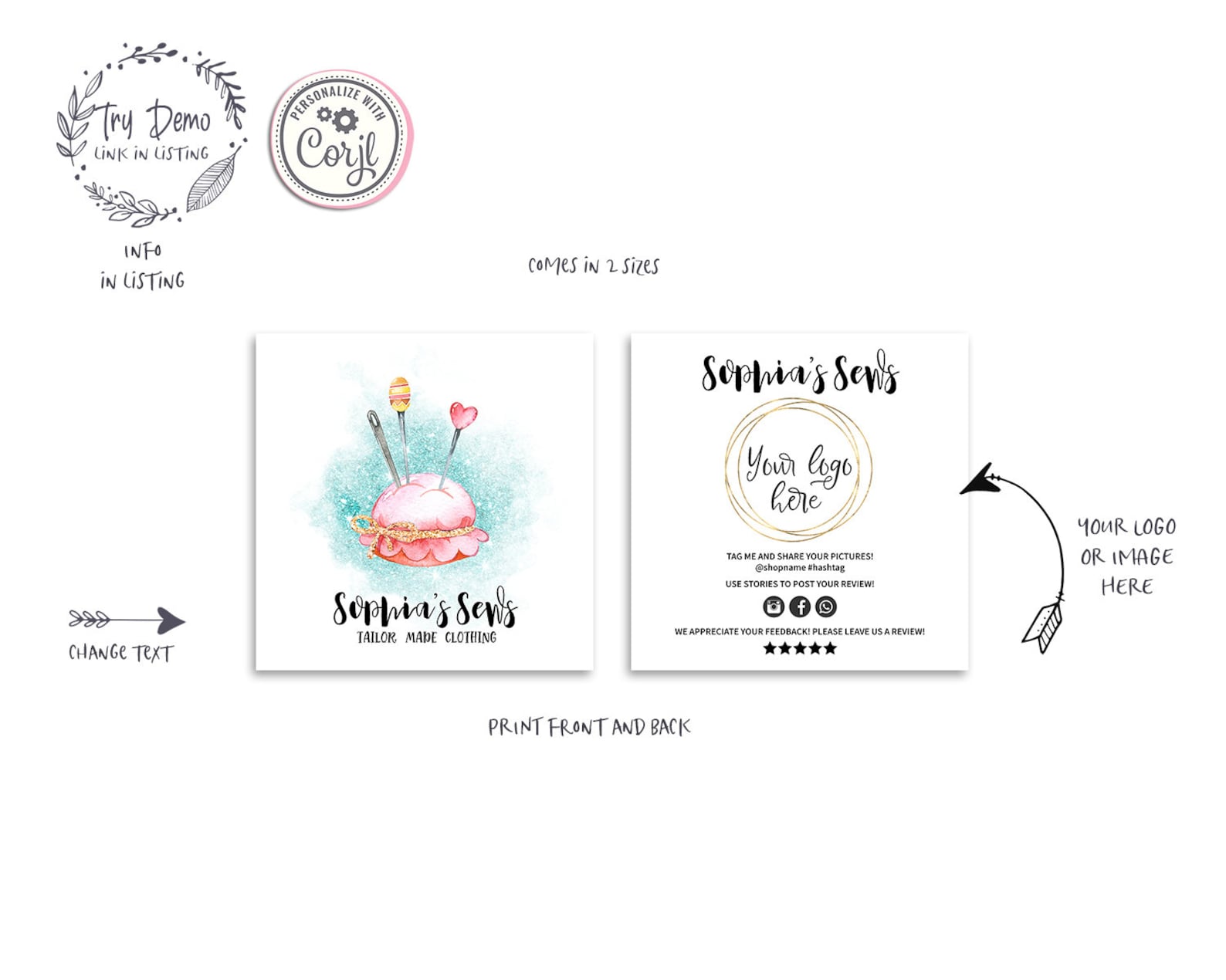 DIY Handmade Business Card Craft Shop Branding Insert Card - Etsy