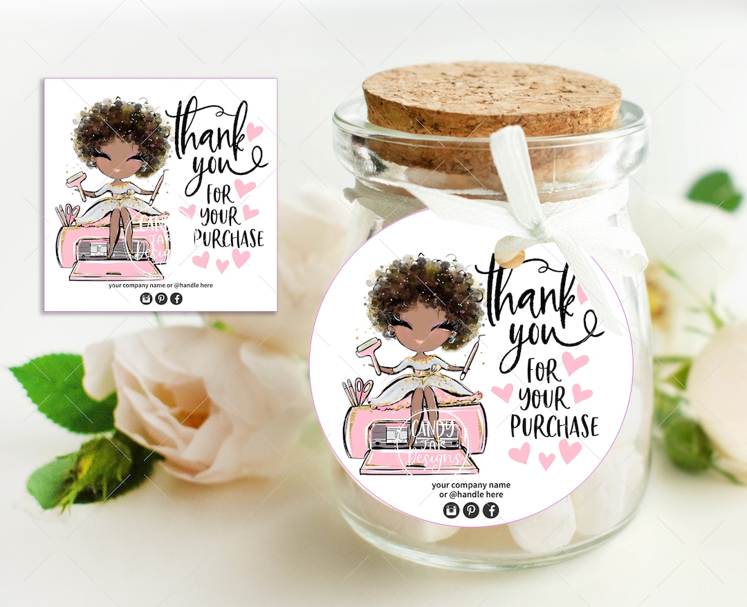 Handcrafter Thank You Hang Tag, Crafting Girl Card, Printable Packaging ...