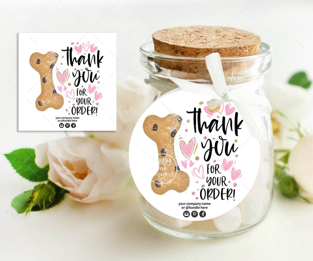 Dog Bakery Thank You Tag, Pet Baking Sticker, Editable, Printable ...