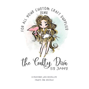 Craft Girl Logo, Crafty Girl Logo, Craft Shop Logo, Editable Craft Lady ...