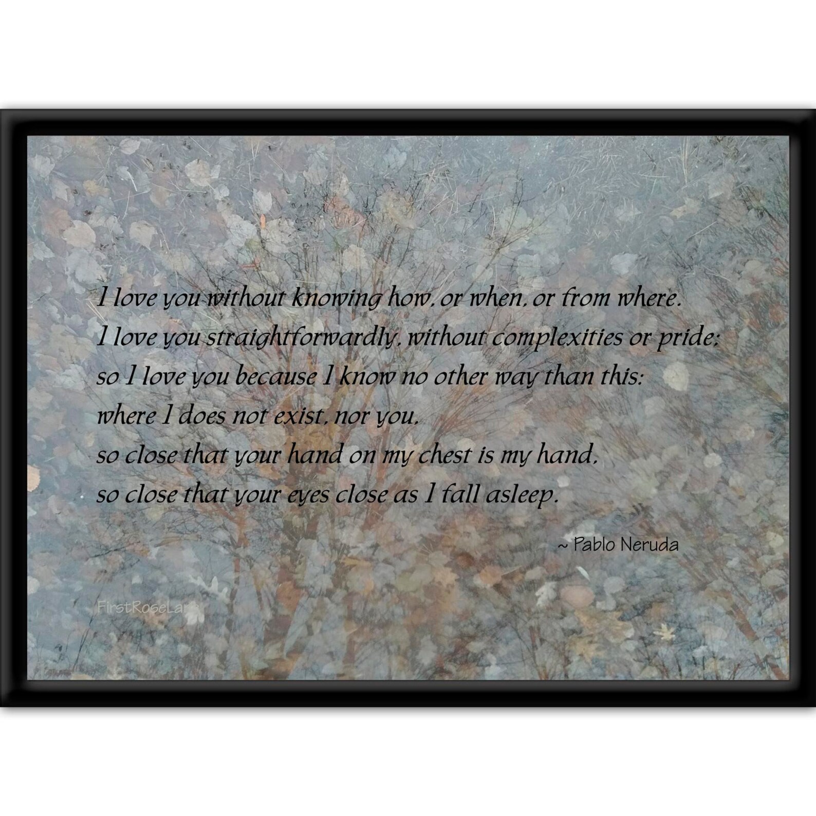 I Love You Without Knowing How, Pablo Neruda Sonnet XVII, Typographic ...