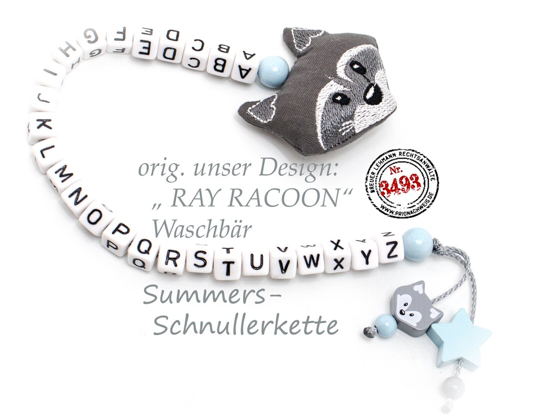 Orig. RAY Racoon Raccoon ABC Chain, School, School Bag, Gift for School ...