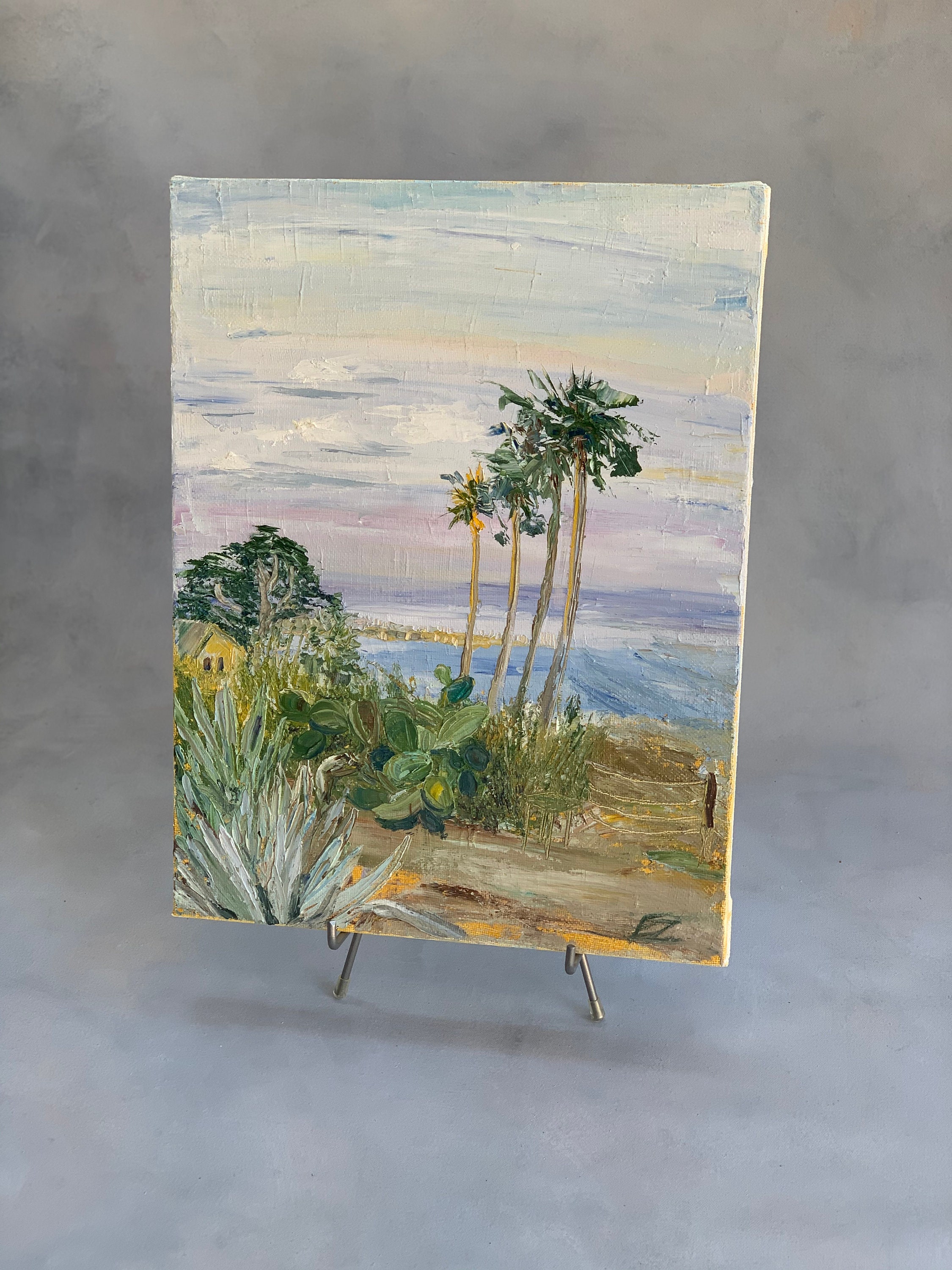 San Diego Beach Painting - Ocean Beachscape - Palm Trees Oil Painting ...