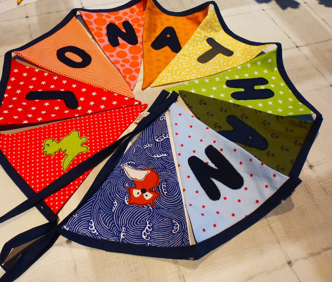 Rainbow Pennant Chain With Patterns LETTER SINGLE COLOR Name Chain Gift ...