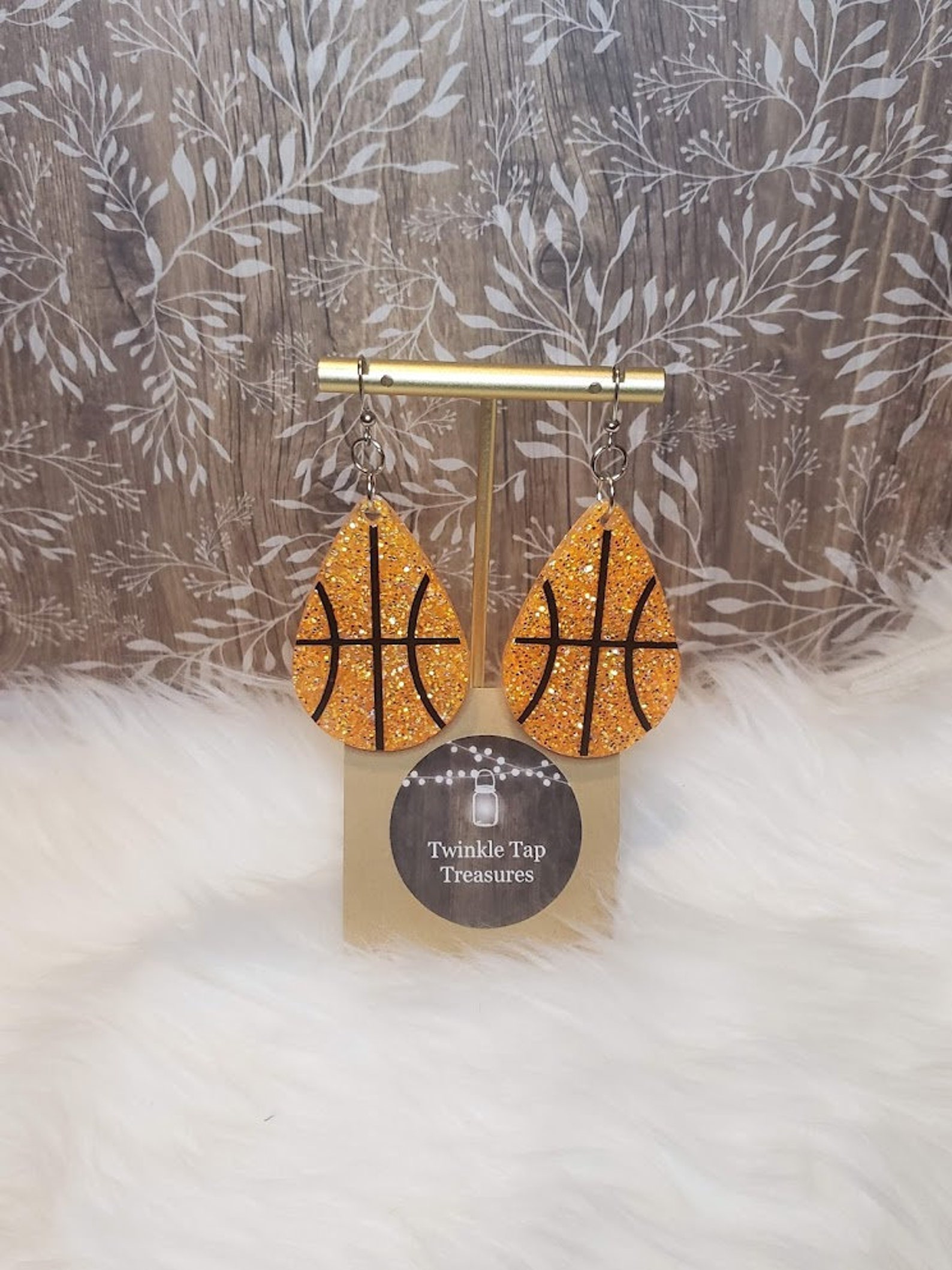 Basketball Teardrop Shaped Glitter Epoxy Earrings - Etsy