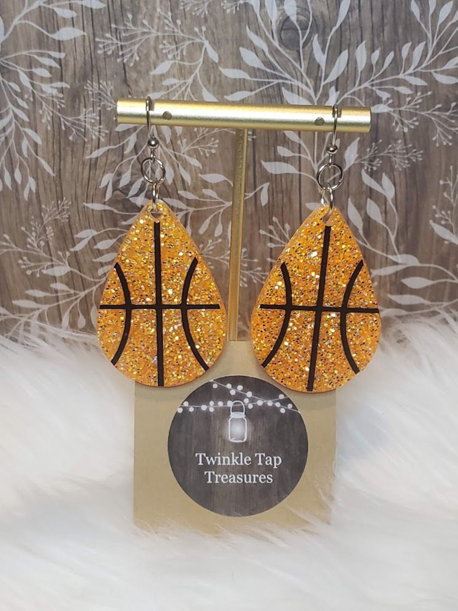Basketball Teardrop Shaped Glitter Epoxy Earrings - Etsy