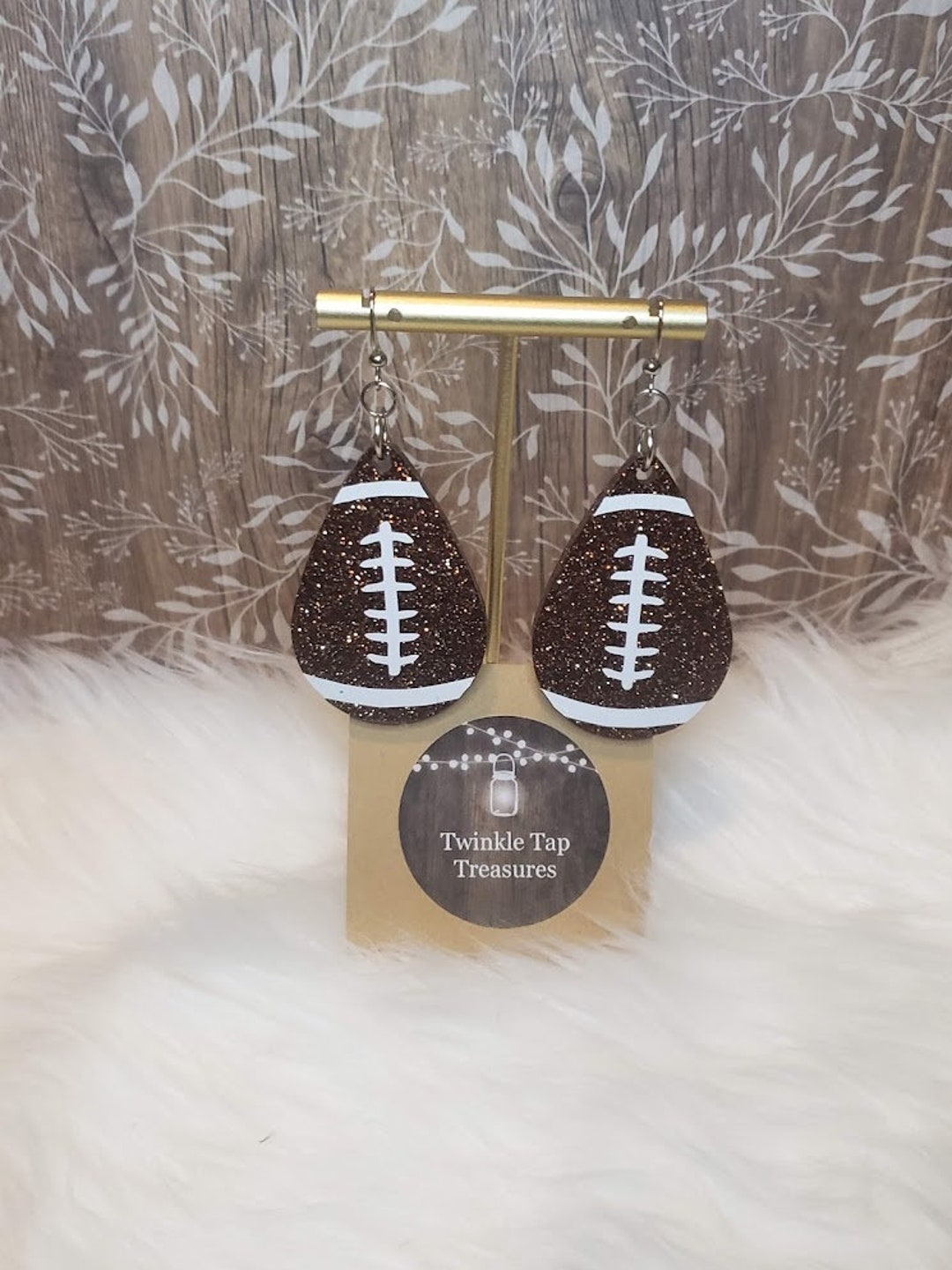 Football Teardrop Shaped Glitter Epoxy Earrings - Etsy