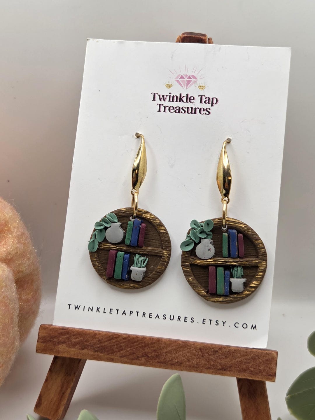 Polymer Clay Bookshelf Earrings: Book Lover Gift - Etsy