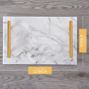 White Marble Tray With Gold Handles, Marble Perfume Tray, Elegant Solid ...