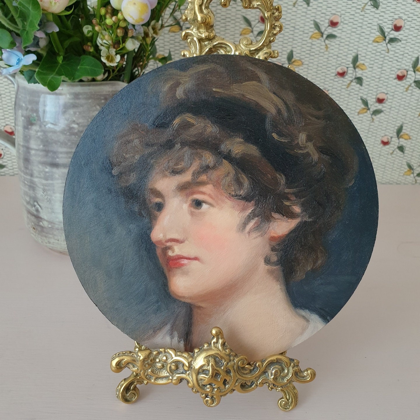 Portrait of Lady Jane, Antique Style Original Oil Painting,18th Century ...