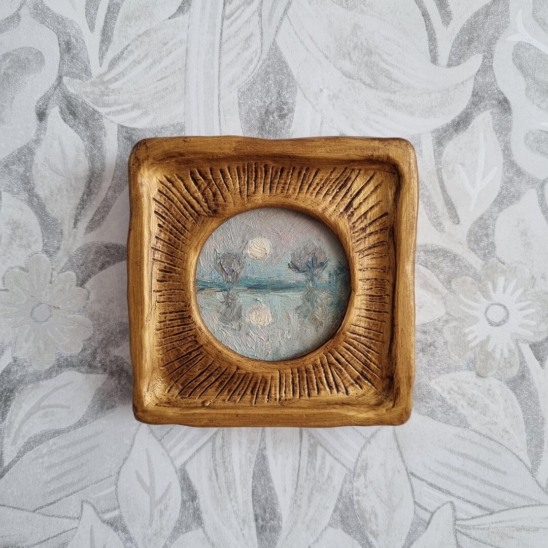 Original Landscape Oil Painting, Moonlight, Moonlit Lake, Moody ...