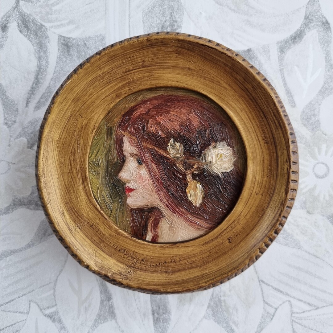 Nymph Portrait: Framed Oil Painting, Vintage Miniature, Mythology Art ...