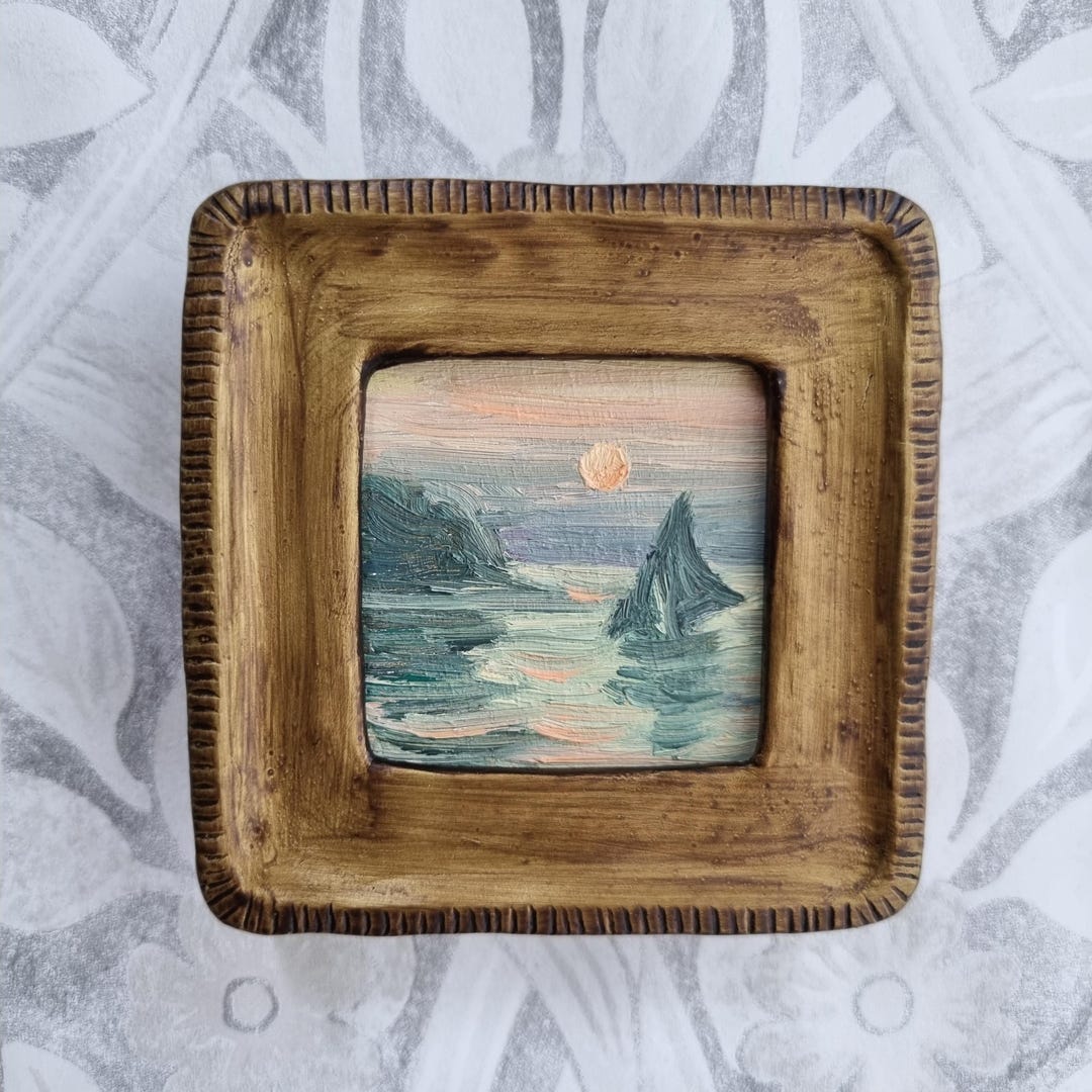 Twilight Sailing Boat Oil Painting: Tranquil Coastal Seascape Art - Etsy
