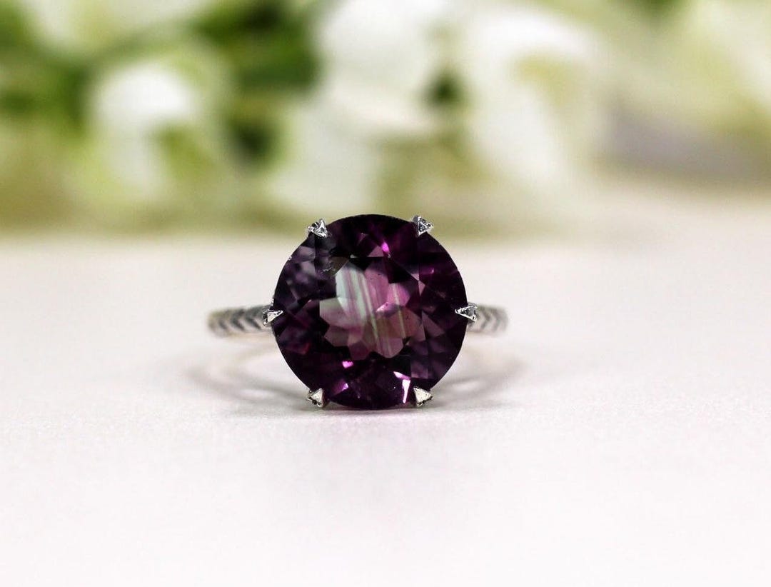 Genuine Purple Quartz Ring in Antique Style Sterling Silver Filigree ...