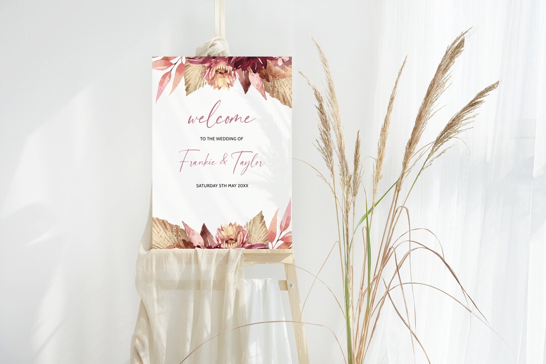 Frankie Wedding Welcome Sign, Printable Welcome Sign, Blush Wedding ...