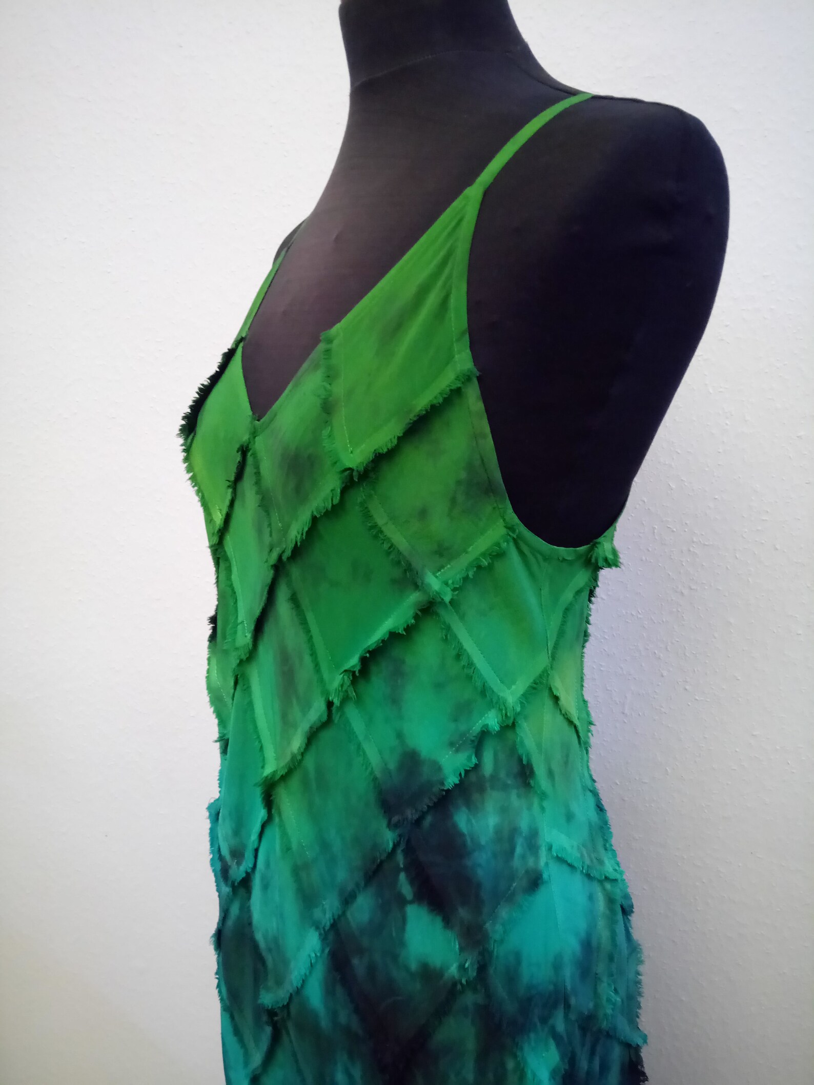 Hand Dyed Silk Dress. Hand Painted Maxi Gown. Green Silk - Etsy