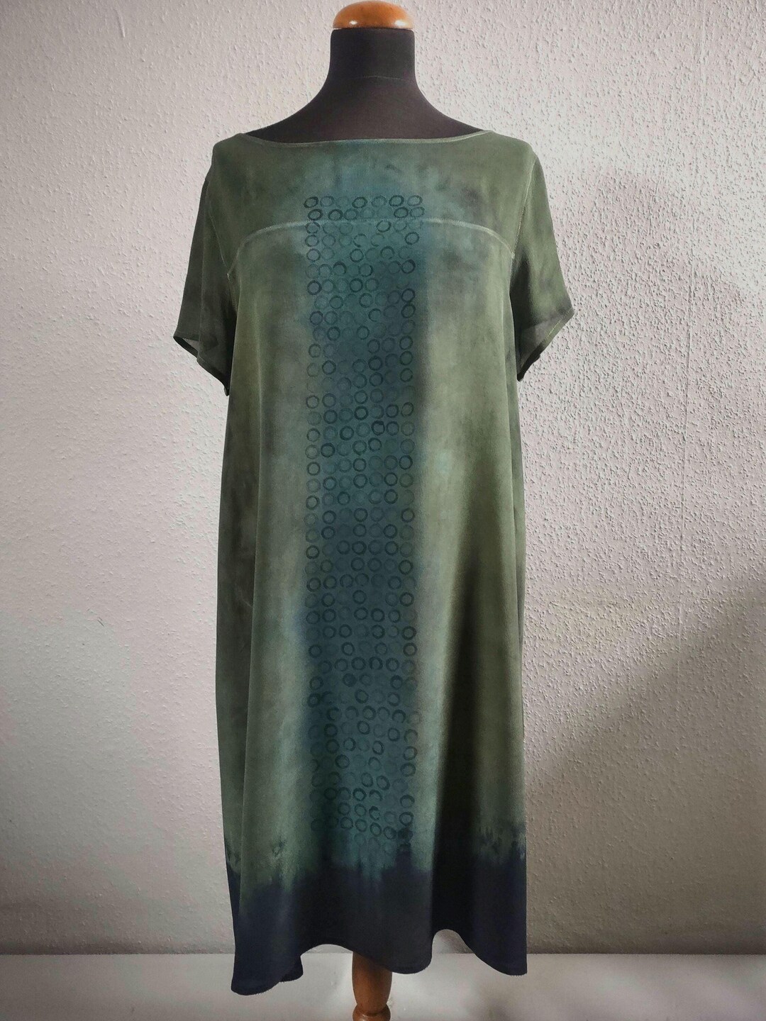 Green and Black Natural Silk Dress.hand Painted Silk Gown.hand Dyed ...