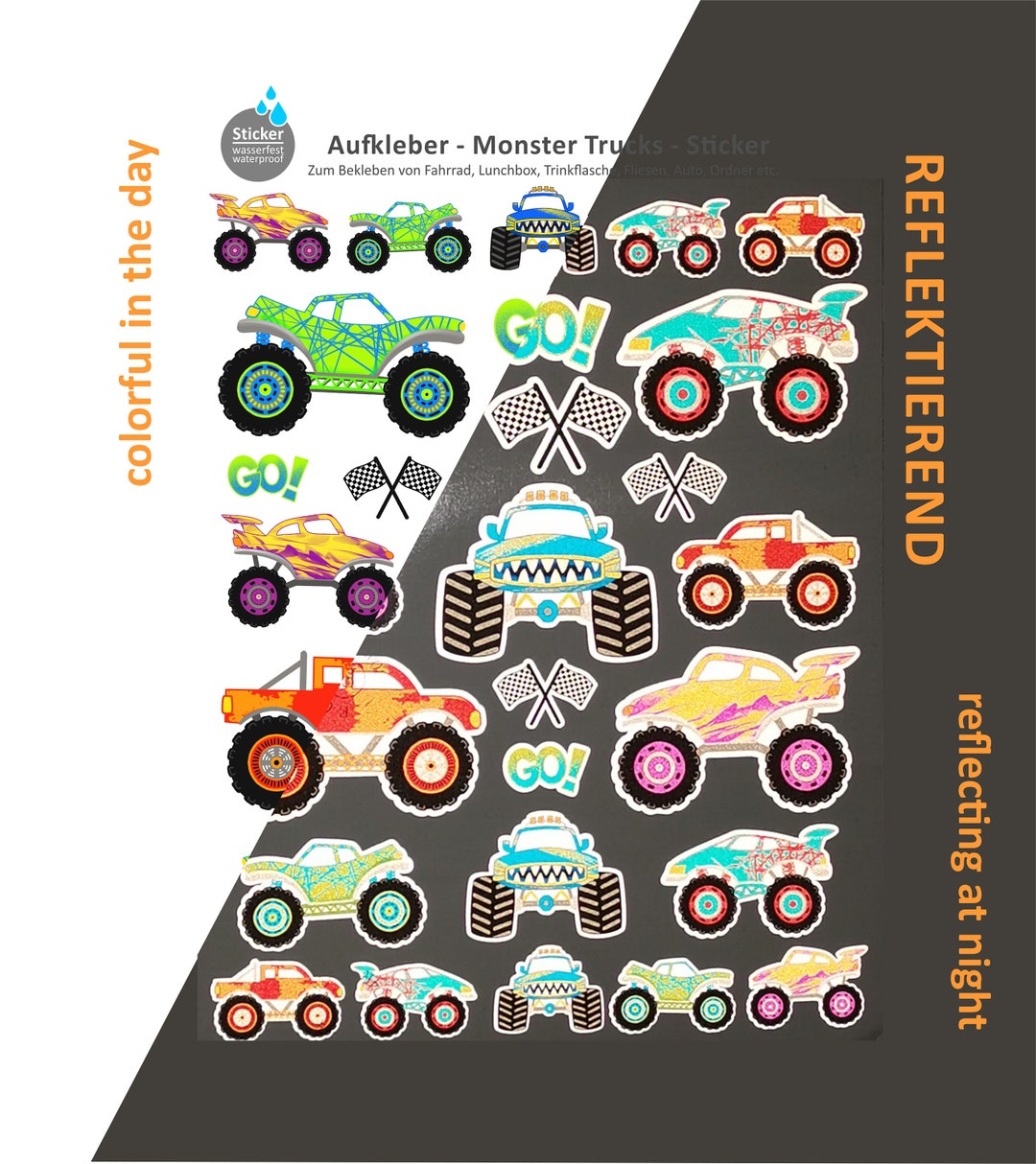 Reflective Stickers Monster Trucks, Stickers, Monster Truck Stickers ...